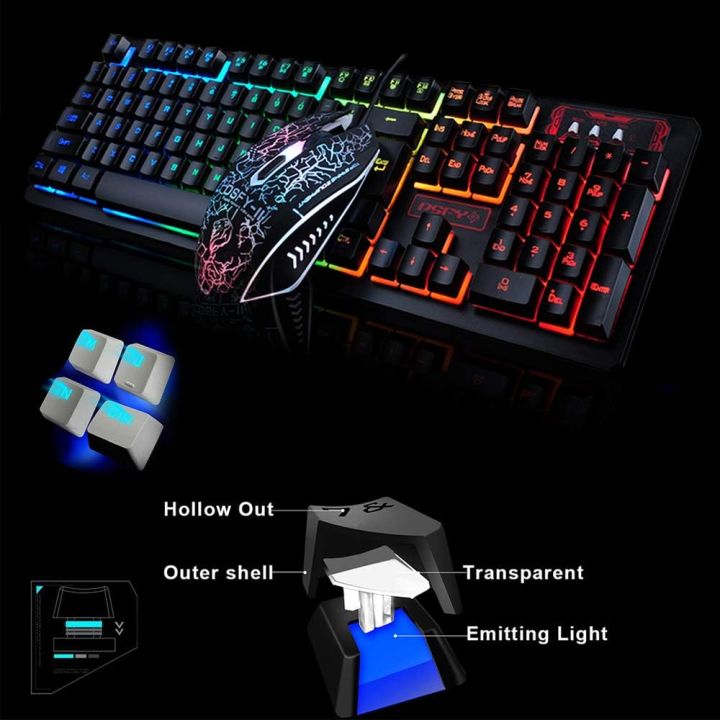 [GC]Gaming Keyboard and Mouse Combo LED Backlit Mechanical Feeling ...