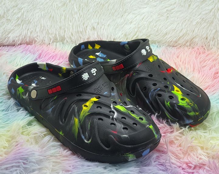 Mens New Tie Dye Rainbow Splash Casual Comfortable Outdoor Clog ...