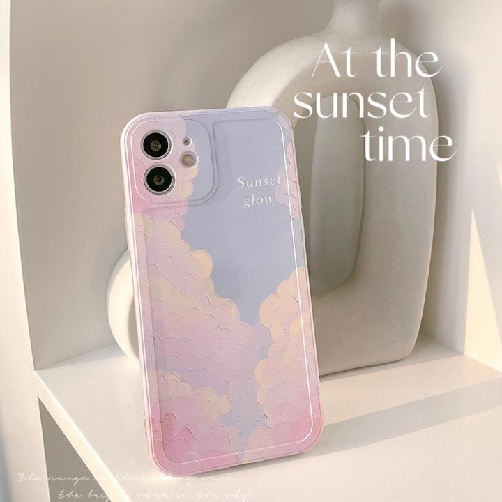 Pink Sky Pattern Case Soft Silicone Cover Mobile Phone Protective Case ...