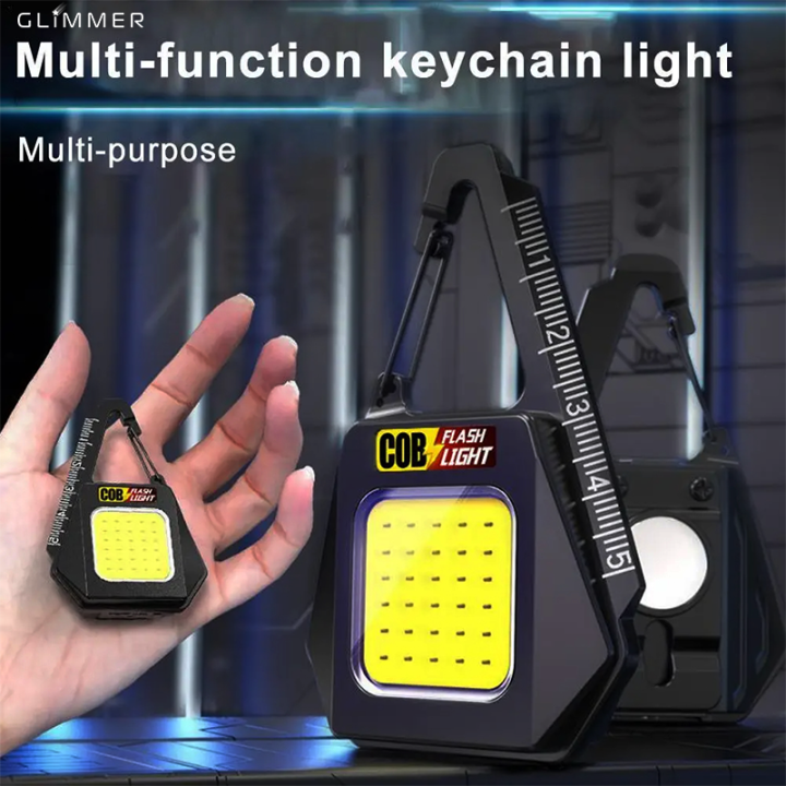 Super Bright Rechargeable Measuring COB Keychain Work Light 500 Lumen 300 mAh Mini Magnetic ...