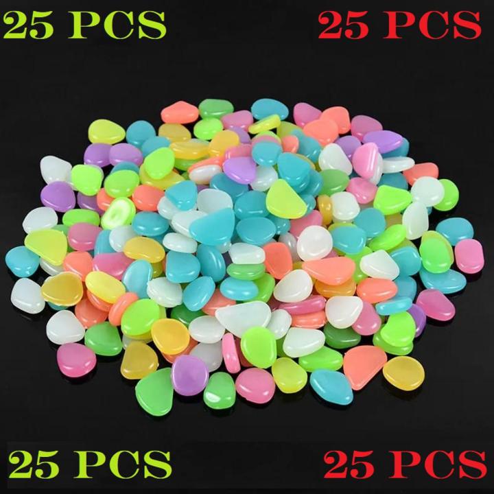 25 Pcs Radium Plastic Stones Pieces Colorful Luminous Glowing Pebbles ...