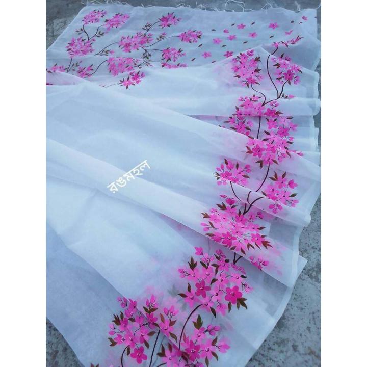 New Designer Hand Print Half Silk Saree for women - Sari | Daraz.com.bd