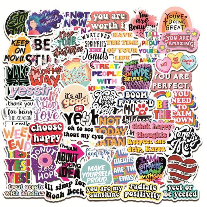 50PCS Motivational Quotes Sentences Phrases Stickers DIY Fridge Laptop ...