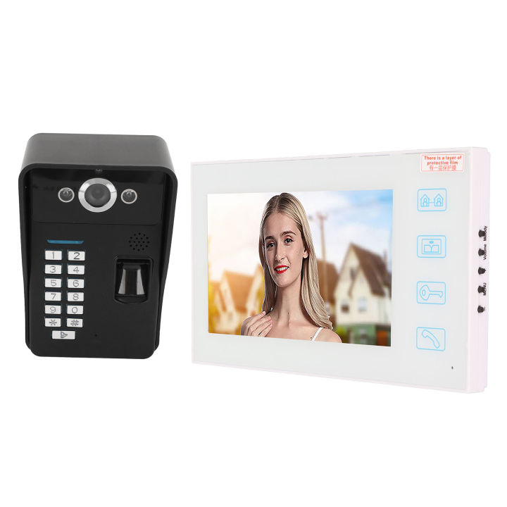 Video Intercom System 7 Inch TFT Fingerprint Identification Password ...