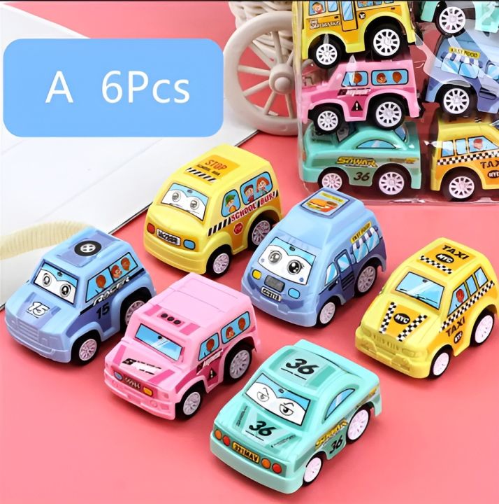 Mini Spring Driven Car-Plastic-6pcs | Daraz.com.bd