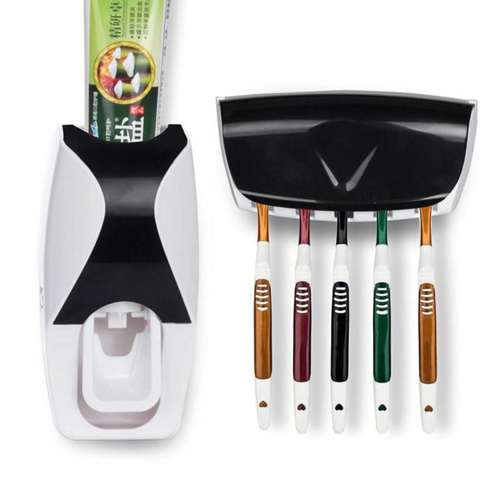 Toothpaste Dispenser Plus Toothbrush Holder Stand Tooth paste Dispenser ...