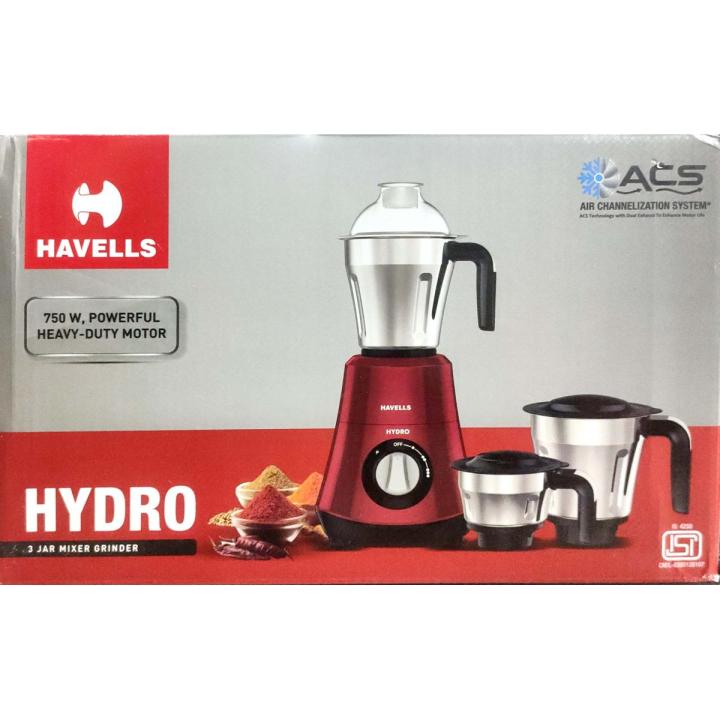 Havells Hydro Red 750W Mixer Grinder 3 jar | Daraz.com.bd