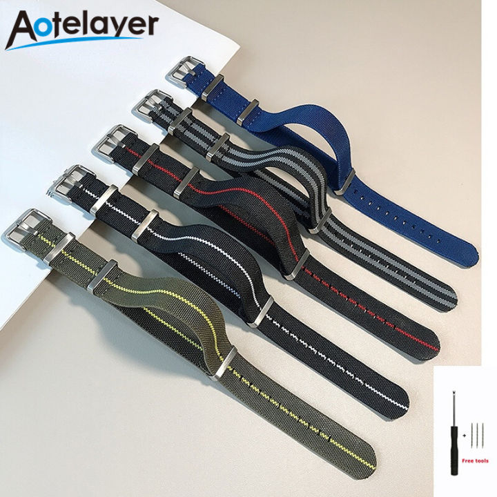 20mm 22mm Elastic Strap French Troops Parachute Bag Watchband Nato Zulu ...