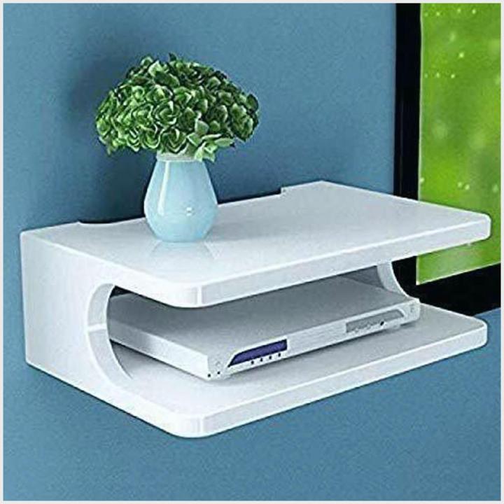 Wall Mount Wi-Fi Router Double Layer Storage Set Top Box Stand - White ...