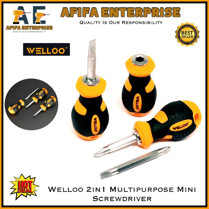 Welloo 2in1 Multipurpose Mini Slotted Screwdriver 38mm (Laddu ...