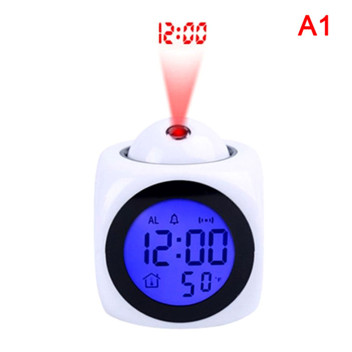 Creative LCD Digital Projection Laser Alarm Clock Display Voice Report ...