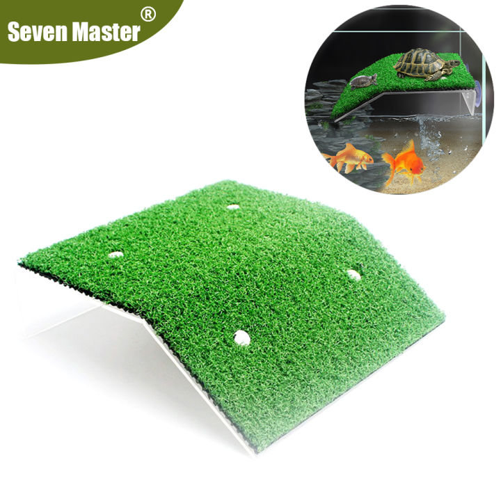 Aquarium Turtle Basking Platform Simulated Lawn Turtle Ladder Climbing ...