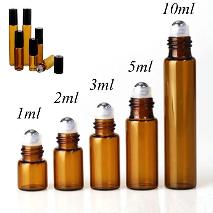 5PC/Pack 1ml 2ml 3ml 5ml 10ml Amber Thin Glass Roll on Bottle Sample ...
