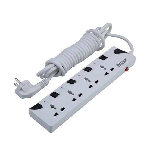 Click Safe Multi Plug 2 Pin Plug 4 Port Universal Socket 5 Meter Cable ...