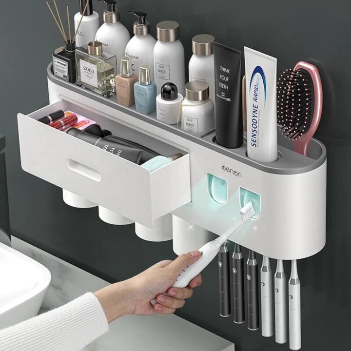 Magnetic Adsorption Inverted Toothbrush Holder Double Automatic ...