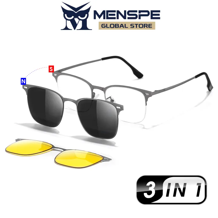 MENSPE 3 In 1 Sunglasses Men Polarized Sunglasses Night Vision Eyewear ...
