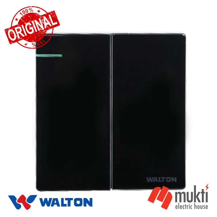 WALTON CRYSTAL BLACK Series 16A Two Gang Switch Socket 2Gang | Daraz.com.bd