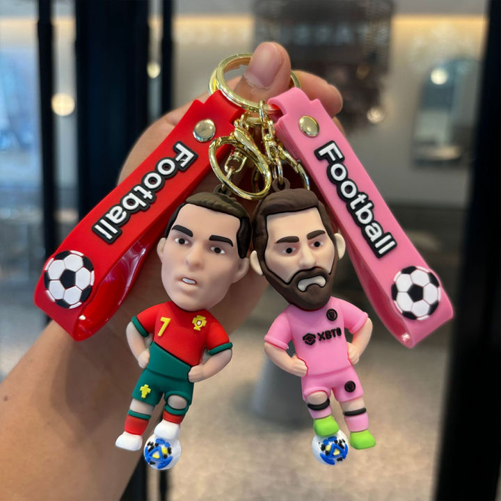 Keychain Messi Ronaldo Football Soccer Star Pendant Keyring Fans ...