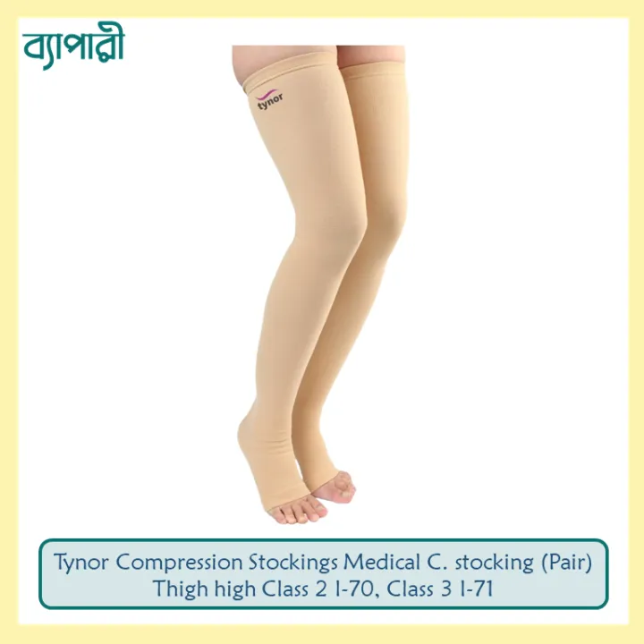 Tynor Compression Stockings Medical C. stocking (Pair) Thigh high Class 2 I-70, Class 3 I-71 ...