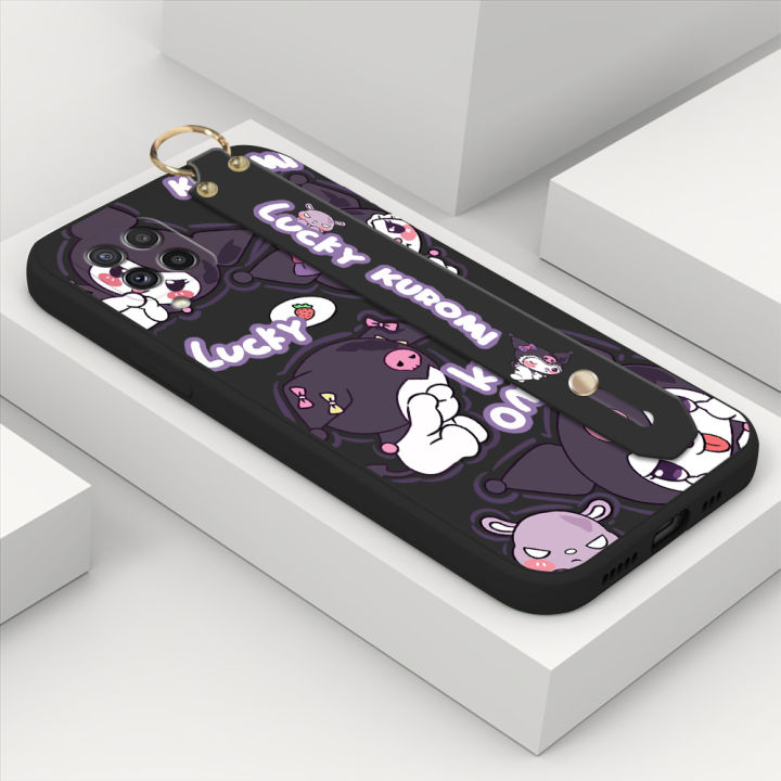 For Samsung A22 4G M22 Back Cover Wrist Strap Cute Kuromi Printed ...