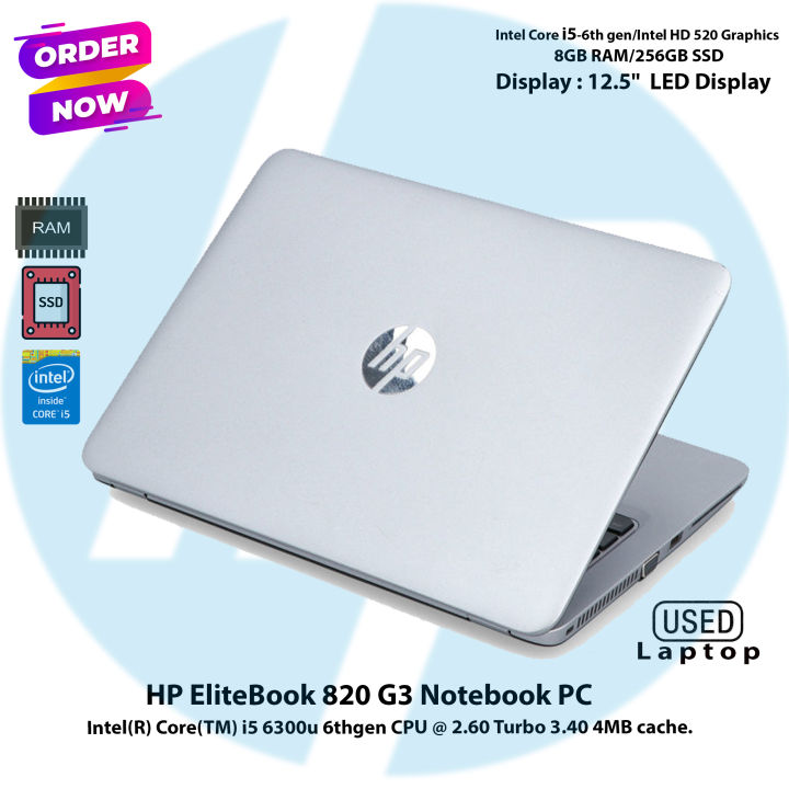 HP EliteBook 820 G3 Intel Core i5 6th Gen,8GB RAM,256GB SSD,12.5 ...