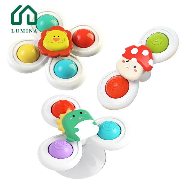 Lumina Cartoon Spinner Toy 3pcs Baby Spinner Toy Set with Suction Cup ...