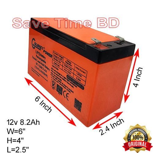 12V 8.2Ah Goldkey Rechargeable UPS Acid Battery (1 Pc) - Dependable ...