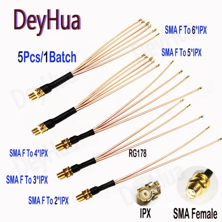 5pcs SMA to IPX Splitter RP-SMA / SMA Female to 2 3 4 5 6 x U.fl IPEX1 ...