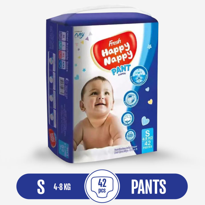 Fresh Happy Nappy Pant Style Baby Diapers S (4–8Kg) - 42Pcs | Daraz.com.bd