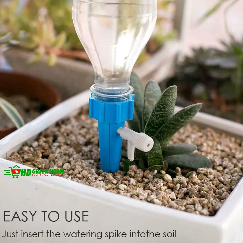 (Blue) Plant Auto Watering Spike with Control Valve Automatic Irrigation Water Spike Dripper ...