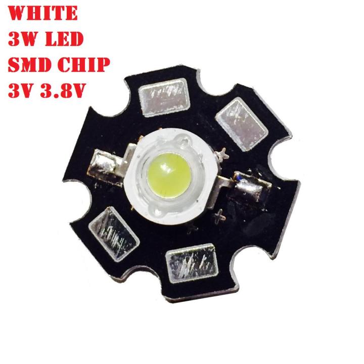 5Pcs- White 3W LED SMD Chip 3v 3.8v With Metal Plate Heatsink Heat Sink ...