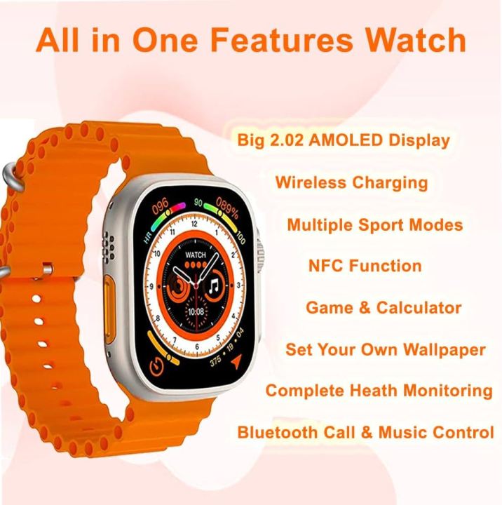 WiWu SW01 Ultra Bluetooth Calling Smart Watch – Orange | Daraz.com.bd