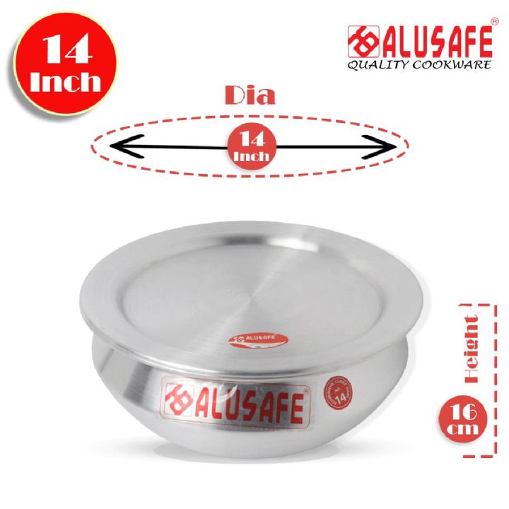 Alusafe Aluminium Tarkari Hari With Lid 14 Inch ( 35*16 cm) | Daraz.com.bd