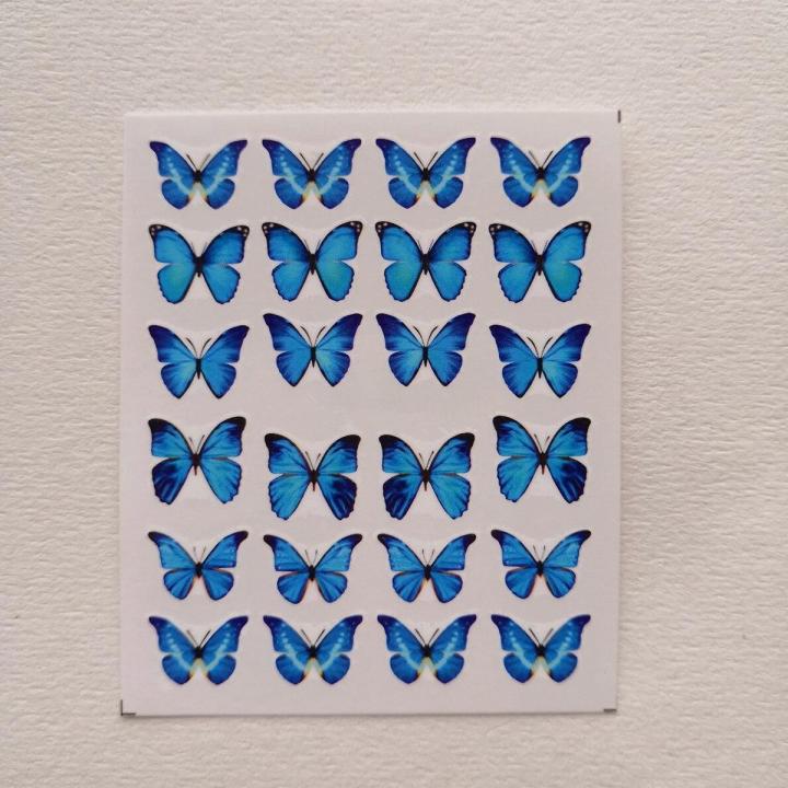 Blue Butterfly Nail Art Stickers Water Transfer Slider Decals Manicure ...