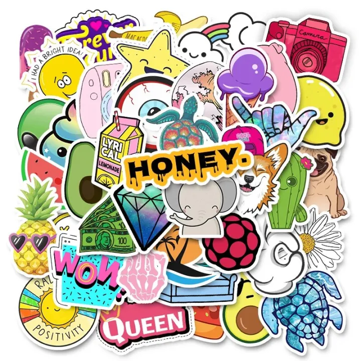 50 PCS/Pack VSCO Girl Stickers Waterproof Cool Stickers For Skateboard ...