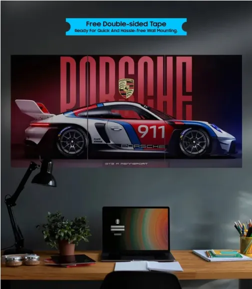 🚗 3 in 1 Premium Wall Canvas Split Car Poster – Pack of 3 (12×24 inch ...