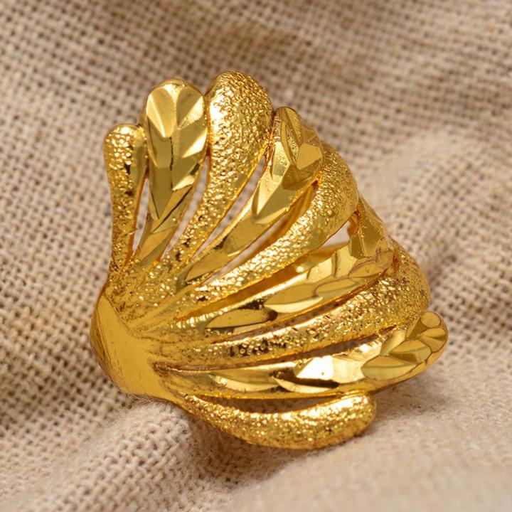 【happy one】Dubai Gold Color Rings Women Man Gold Color Africa Ring ...