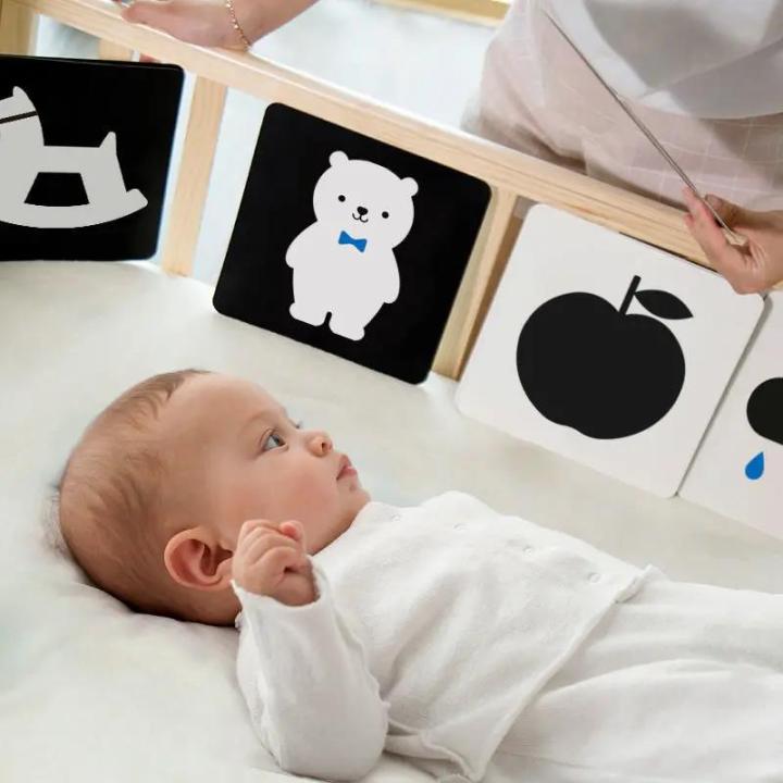 Montessori Baby Toys Black White Flash Cards High Contrast Visual ...