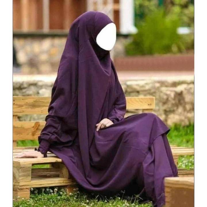 Purple Khimar hijab adjusted niqab with borkha full set | Daraz.com.bd