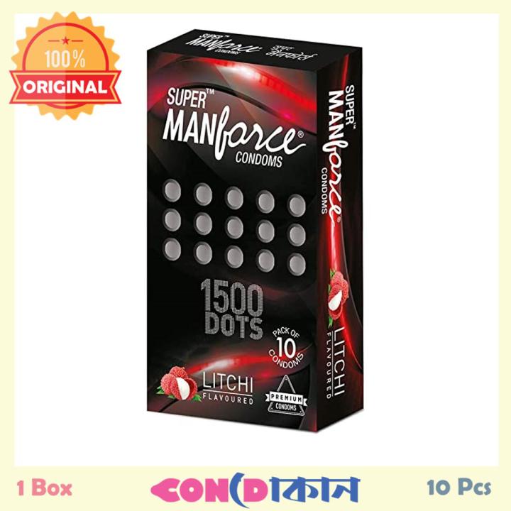Manforce 1500 Dots Lichi Flavor Super Condom 1 Box (10 pices) | Daraz.com.bd