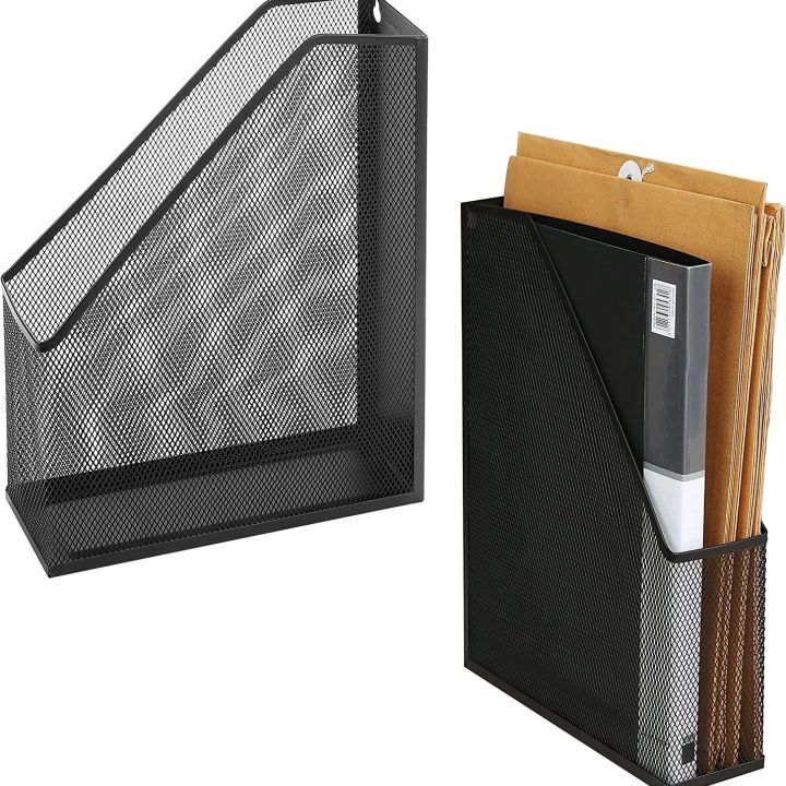 Metal Wire Mesh Wall Mount Magazine File Holder Book Document Rack ...
