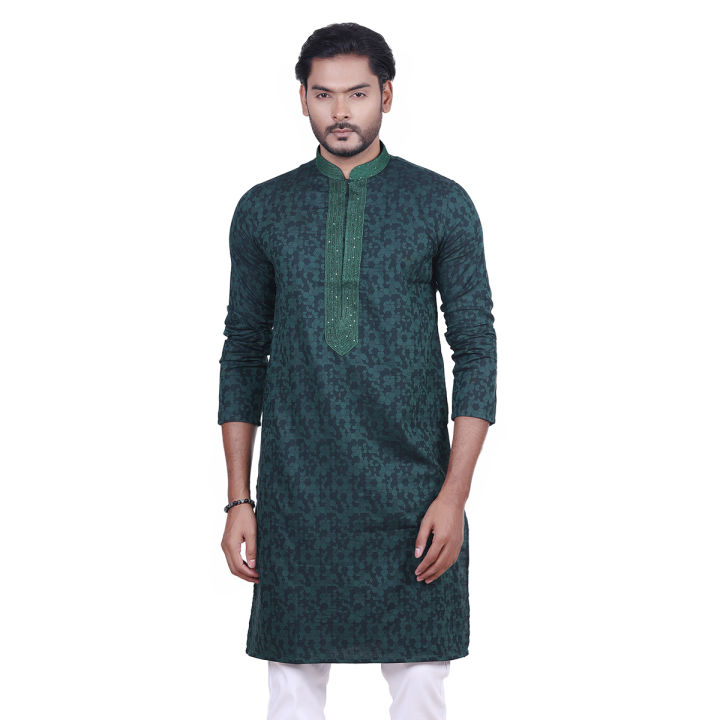 VIRGO GREEN COLOR COTTON PREMIUM PANJABI FOR MEN | Daraz.com.bd