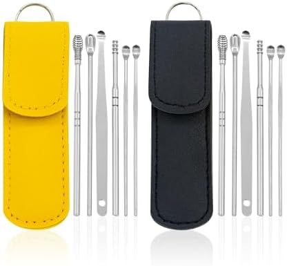 6pcs/1set Stainless Steel Ear Wax Cleaner Set With Leather Case - Ear ...