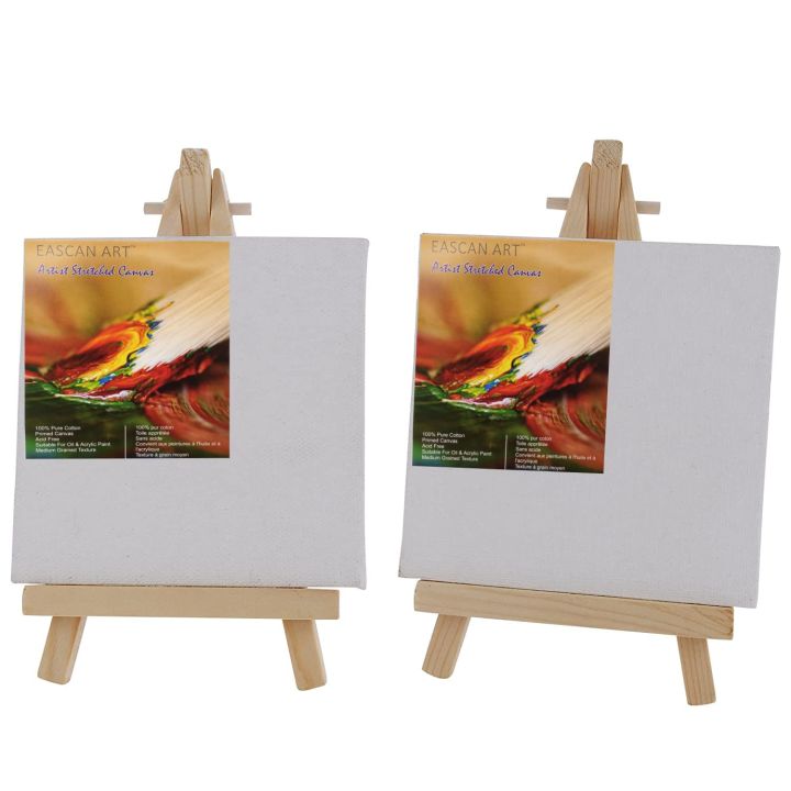 Eascan Art Mini Display Easel with Canvas Board, 10x10 cm - Pack of 1 ...