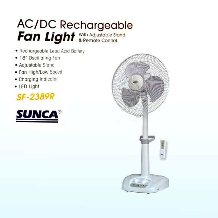 Sunca 16” Adjustable Half-Stand Fan with Light | Daraz.com.bd