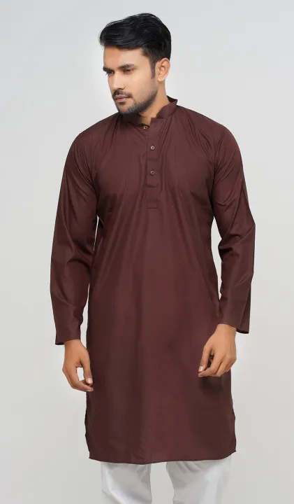 Dark Coffee Color Toray Fabrics Soft & Long Lasting Panjabi | Daraz.com.bd