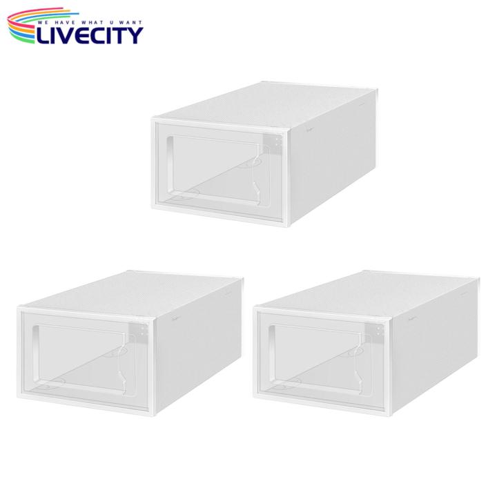 Stackable Shoe Box Stackable Shoe Storage Box Set of 3 Transparent ...