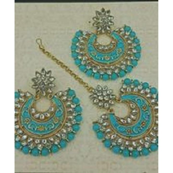 Bridal collection stone pearl minakari tikli ear_ring set /jewellery ...