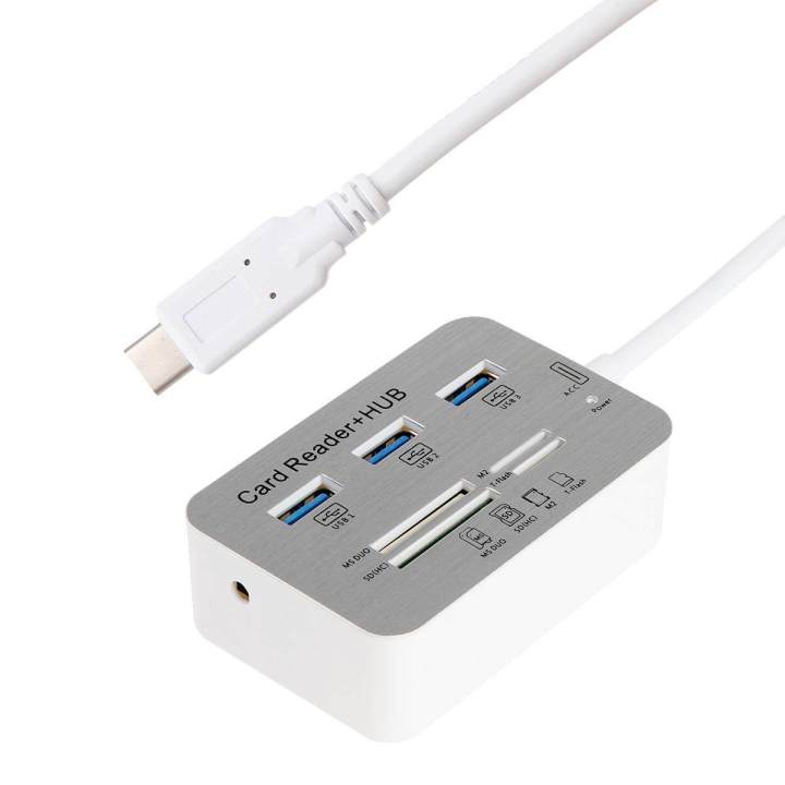 USB 3.1 Type-C to 3-Port USB Hub and MS/SD/M2/TF Memory Card Reader ...