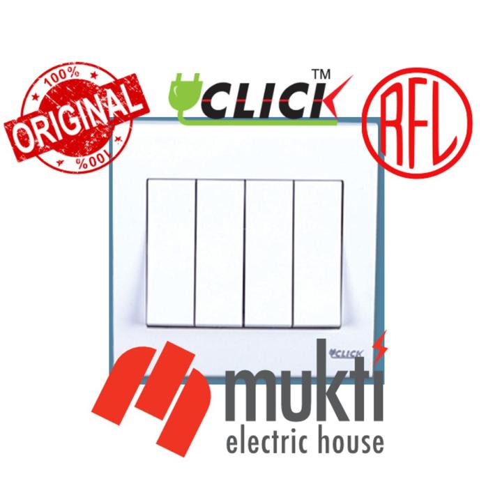 CLICK Tulip Series 10A Four Gang Electrical Wall Outlet Switch Socket ...